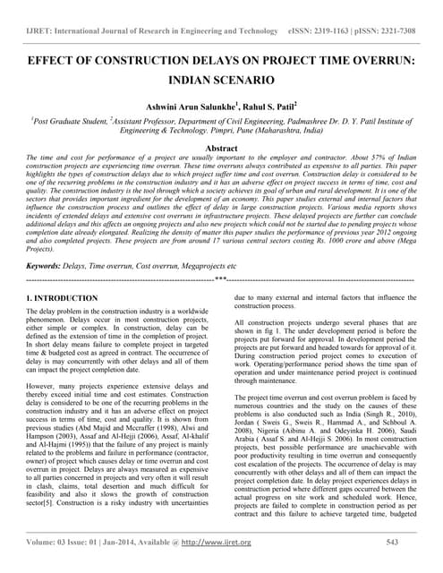 Causes of delay in indian transportation infrastructure projects | PDF
