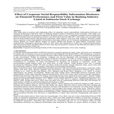 Effect of corporate social responsibility information disclosure on financial performance and ...