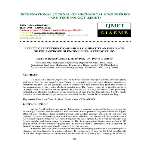 Effect of different variables on heat transfer rate of four stroke si ...