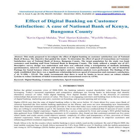 Effect of Digital Banking on Customer Satisfaction: A case of National ...