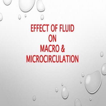 Effect Of Fluid On Macro And Microcirculation Pptx