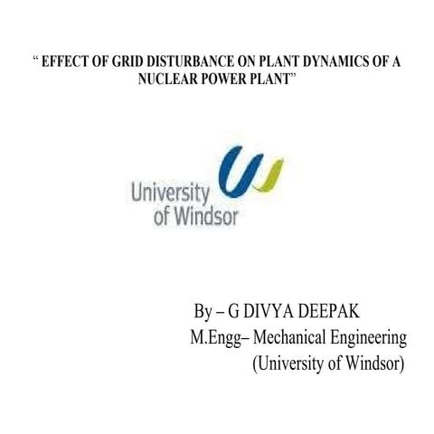 Effect Of Grid Disturbance On Plant Dynamics | PPT