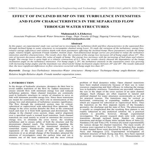 Effect of inclined hump on the turbulence intensities and flow characteristics in the separated ...