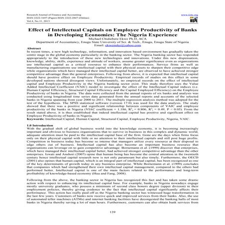 Effect of intellectual capitals on employee productivity of banks in ...