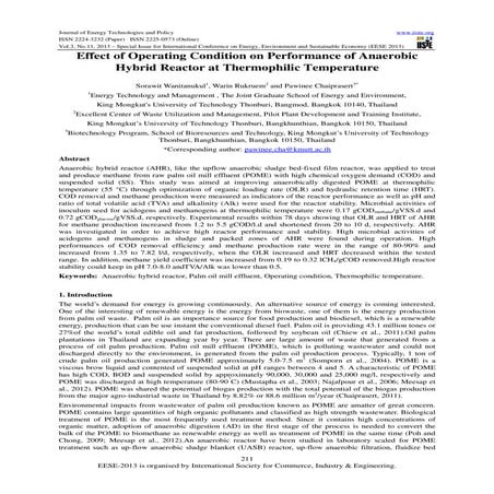 Effect of operating condition on performance of anaerobic hybrid reactor at thermophilic ...