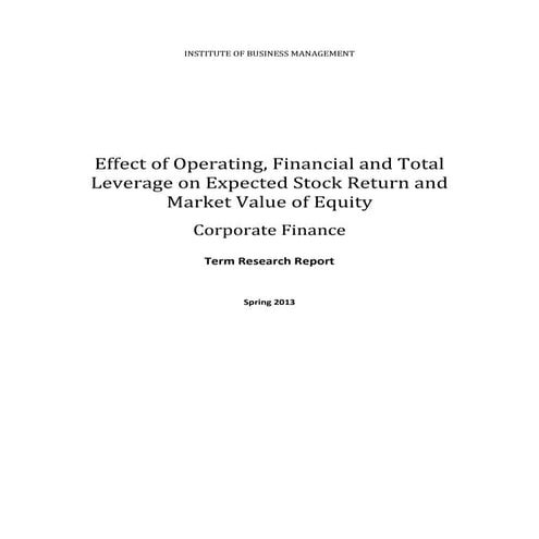 Effect of operating, financial and total leverage on expected stock return and market value of ...