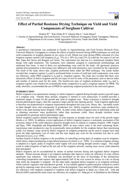 Maximizing Water Productivity of Maize using Alternate Furrow ...