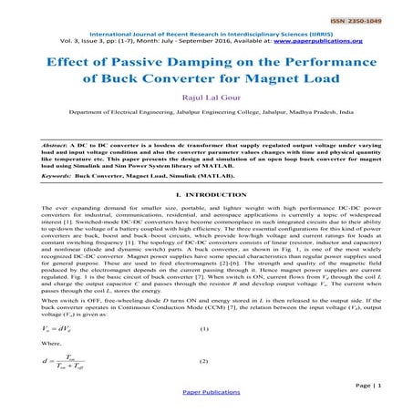 Effect of Passive Damping on the Performance of Buck Converter for ...