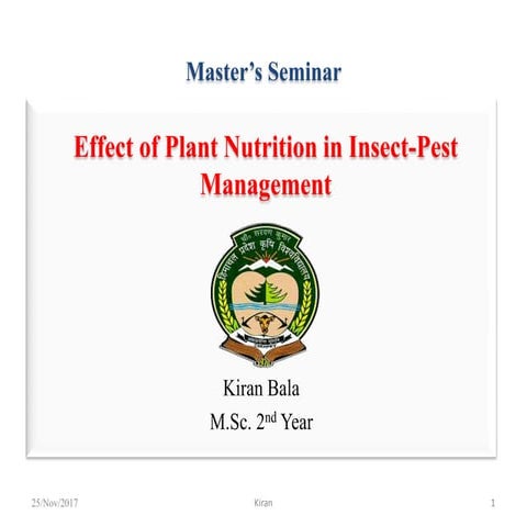 Effect of plant nutrition in insect pest management | PPTX