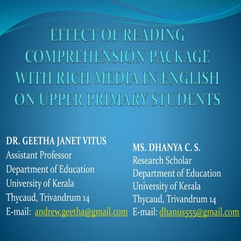 Effect of reading comprehension package with rich media in english on ...