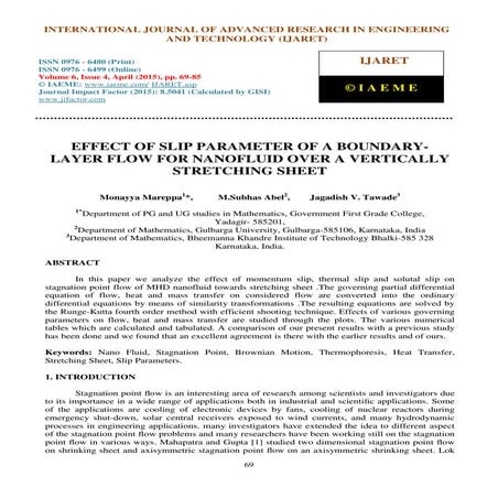 Effect Of Slip Parameter Of A Boundary Layer Flow For Nanofluid Over A