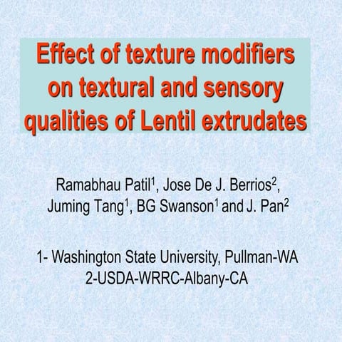 Effect of texture modifiers on textural and sensory qualities of lentil ...