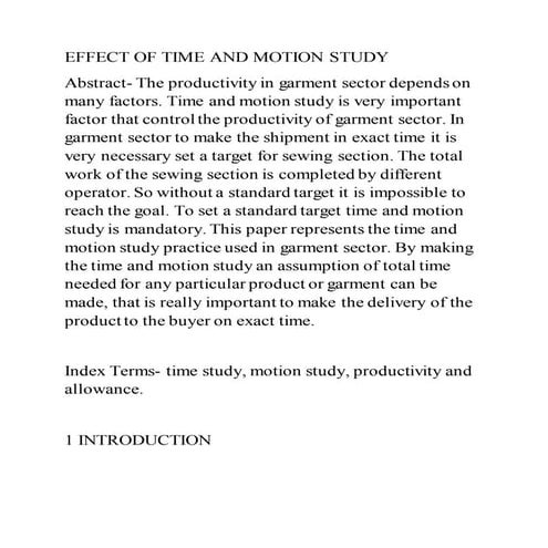 Effect of time and motion study | DOCX