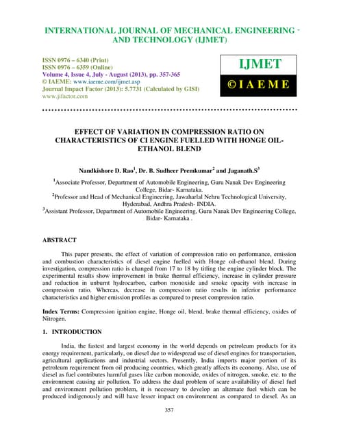 Theoretical analysis of compression ignition engine performance fuelled ...