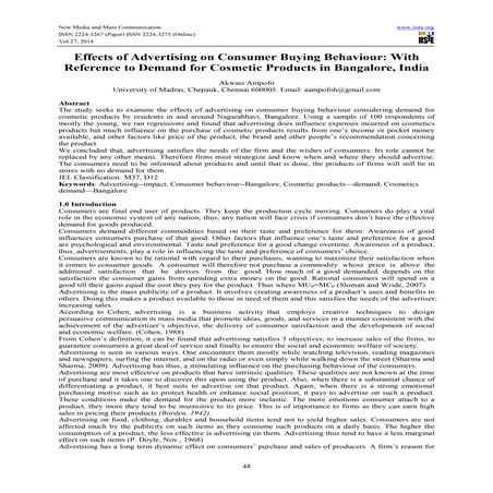 Effects of advertising on consumer buying behaviour with reference to ...