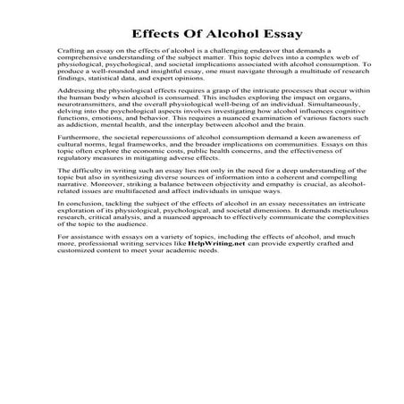 Effects Of Alcohol Essay | PDF
