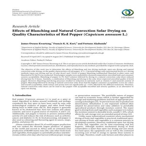 Effects of blanching and natural convection solar drying on quality characteristics of red ...
