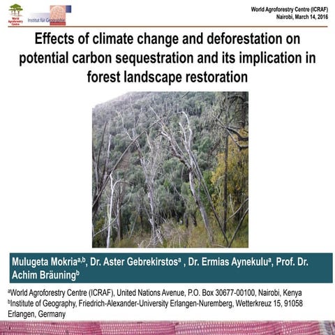 Effects of climate change and deforestation on potential of carbon ...