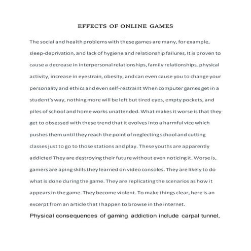Effects of online games | DOCX