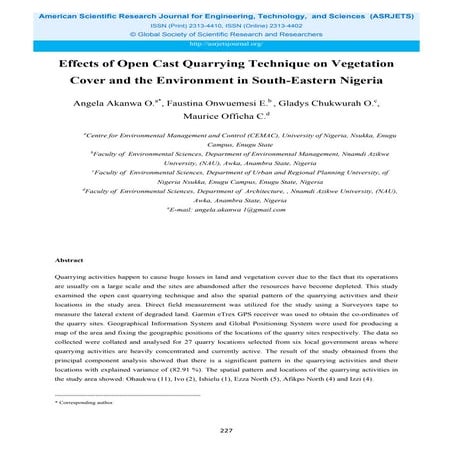 Effects of Open Cast Quarrying Technique on Vegetation Cover and the ...