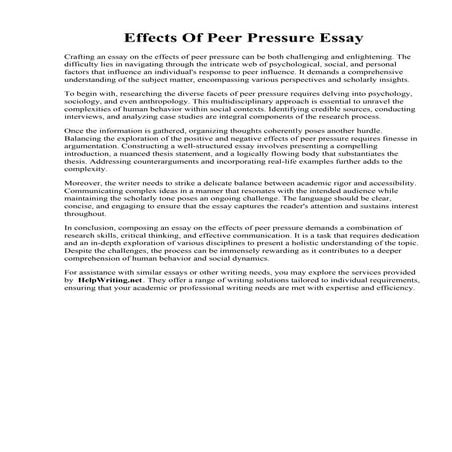 Effects Of Peer Pressure Essay | PDF