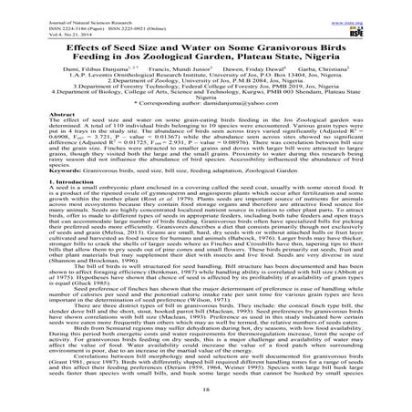 Effects of seed size and water on some granivorous birds feeding in jos ...