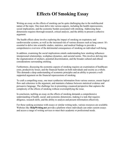 Cause And Effect Essay About Smoking | PDF | Smoking Cessation | Wellness