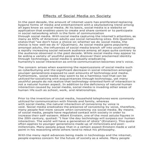 Effects of social media on society | PDF