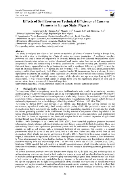 Analysis of Land Use Efficiency among Women Cassava Farmers in South-West Nigeria | PDF ...