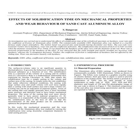 Effects of solidification time on mechanical properties | PDF