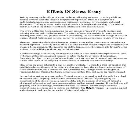Effects Of Stress Essay | PDF