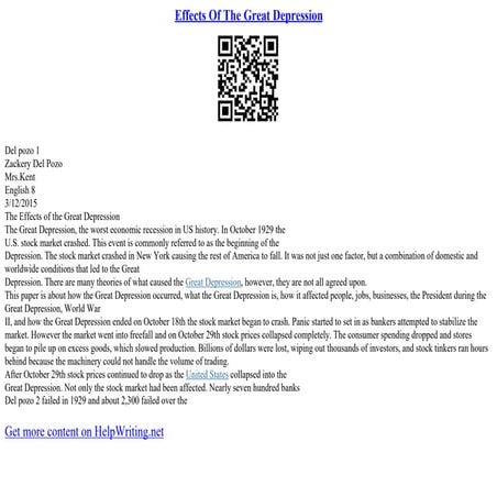 The Great Depression Effects | PPT