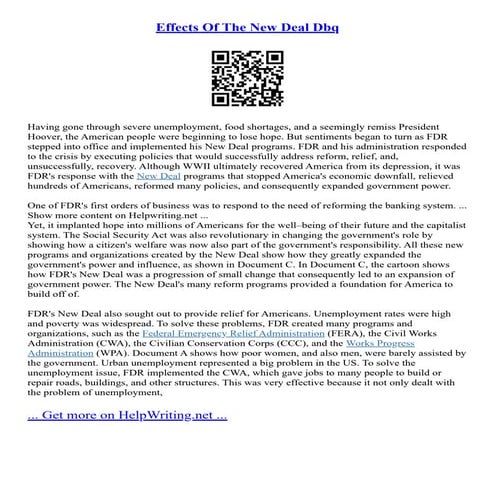 Effects Of The New Deal Dbq | PDF