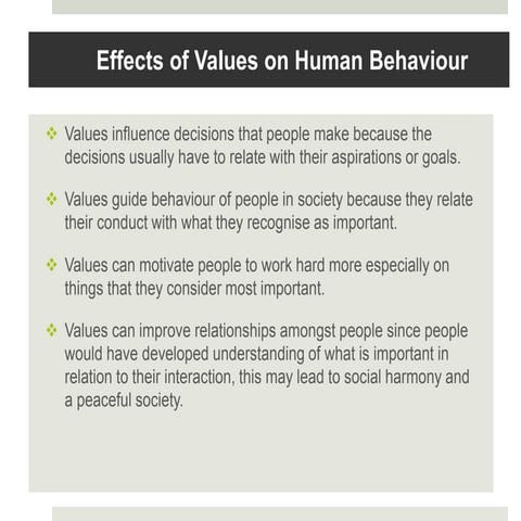 Effects of values on human behariour presentation1 | PPT