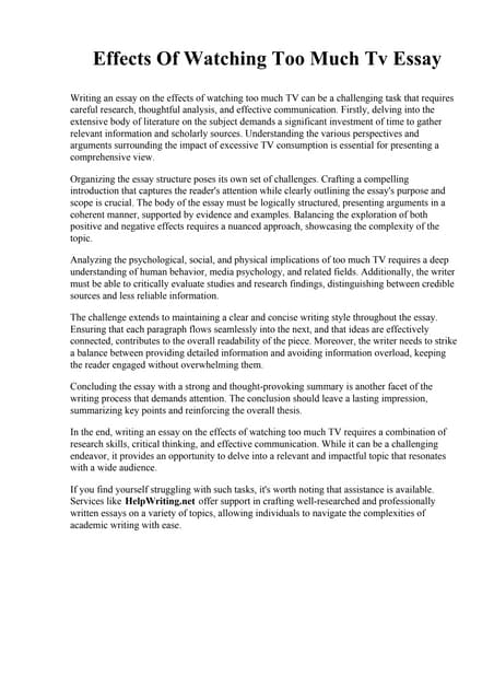 Essay On Advantages And Disadvantages Of Television.pdf | Lifestyle | Genres