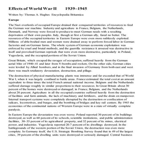 Effects of ww2 | DOCX | Currencies | Economy