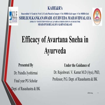 Efficacy of Avartana Sneha in Ayurveda | PPTX