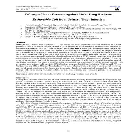 Efficacy of plant extracts against multi drug resistant escherichia ...