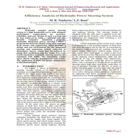 Efficiency analysis of hydraulic power steering system | PDF