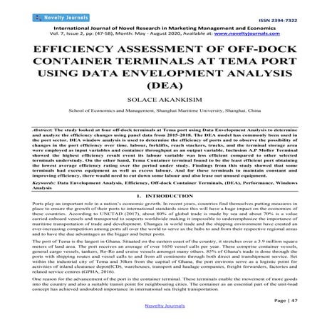 Efficiency assessment 2325aEFFICIENCY ASSESSMENT OF OFF-DOCK CONTAINER TERMINALS AT TEMA PORT ...