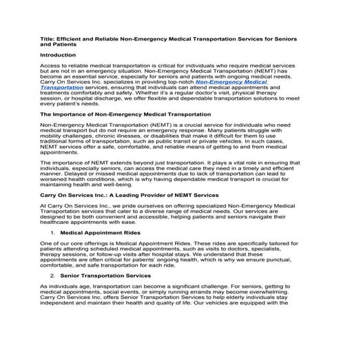 Efficient and Reliable Non-Emergency Medical Transportation Services ...