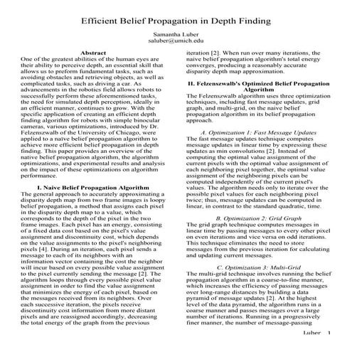 Efficient Belief Propagation In Depth Finding Pdf