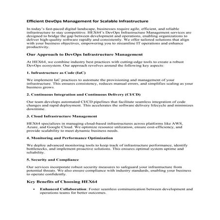 Efficient DevOps Management for Scalable Infrastructure | DOCX