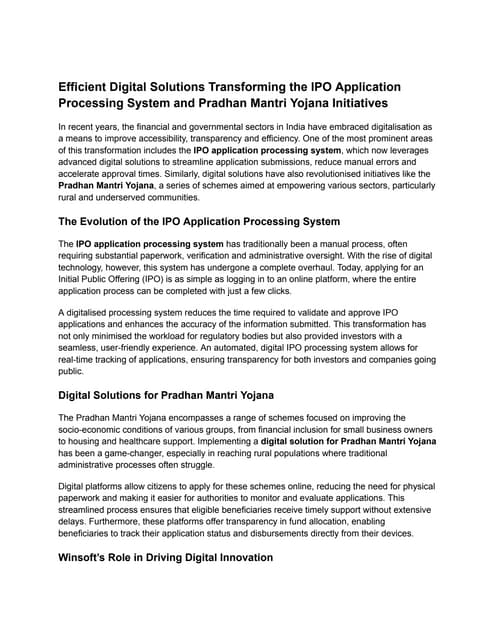 Winsoft Technologies: Transforming Digital Financial Solutions | PDF