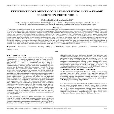 Efficient Document Compression Using Intra Frame Prediction Tecthnique Pdf