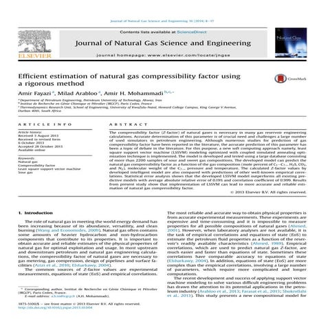 Efficient Estimation Of Natural Gas Compressibility Factor Using Pdf