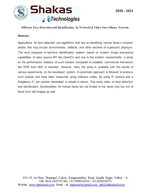 Efficient Face Detection And Identification In Networked Video