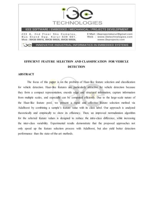 Efficient feature selection and classification for vehicle detection | PDF Efficient feature selection and classification for vehicle detection | PDF