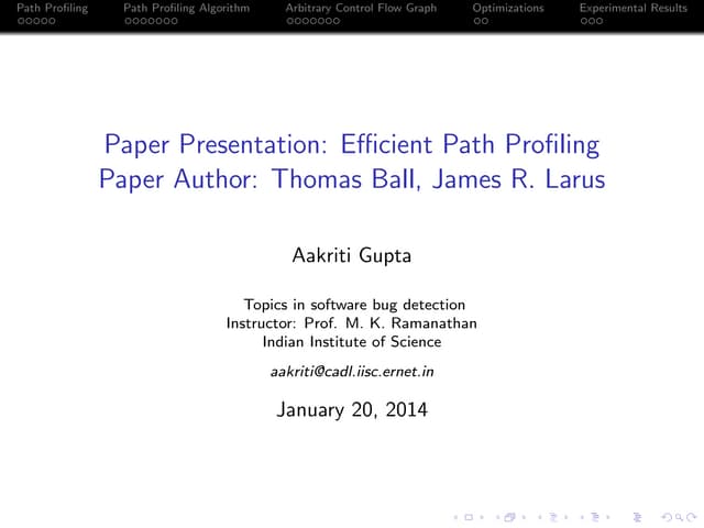Efficient Path Profiling Ppt