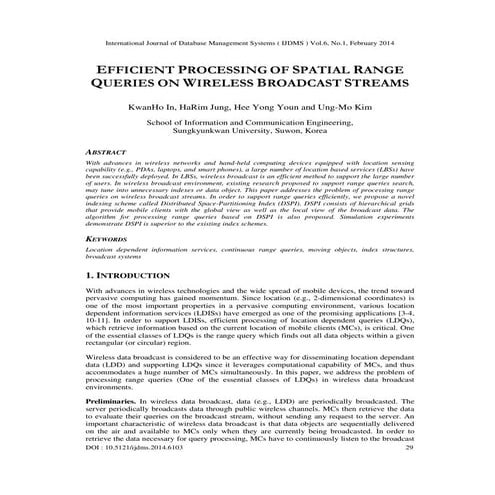 Efficient Processing Of Spatial Range Queries On Wireless Broadcast Streams Pdf